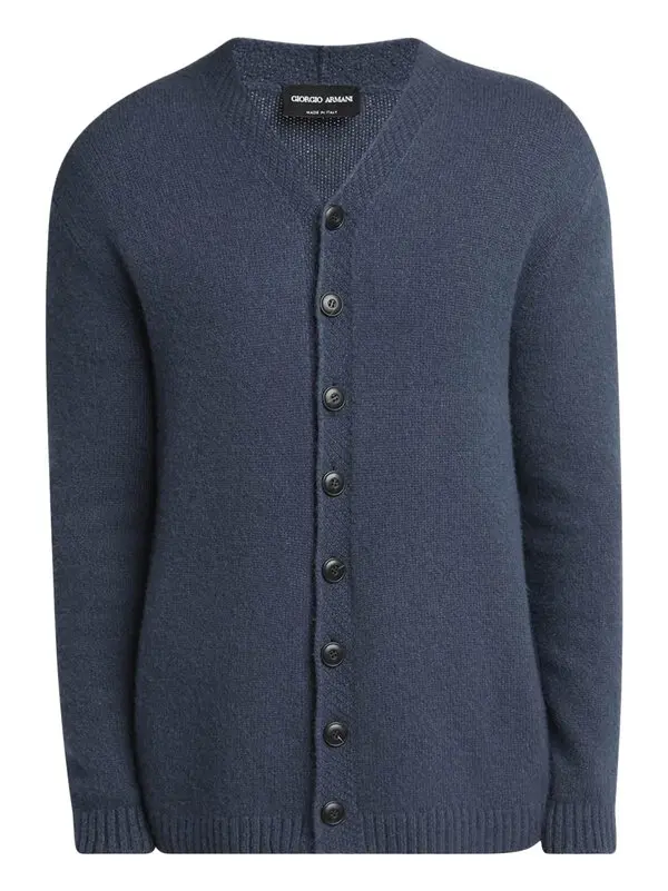 Giorgio Armani Cashmere Button-front Cardigan - Solid Dark Blue