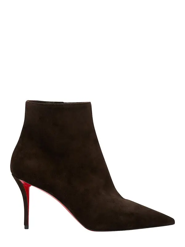 CHRISTIAN LOUBOUTIN 80mm Miss Z Suede Booties - Cafe