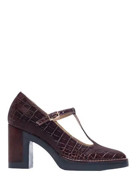 Bernardo Noto Platform Mary Jane Pump - Chocolate Wine