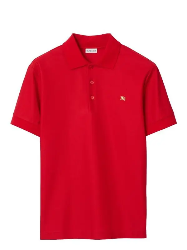 Burberry Metal Ekd Cotton Polo Shirt - Crayon Red