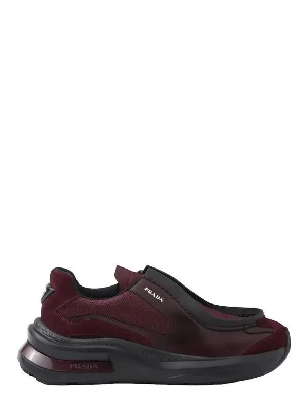 Prada Brushed Leather Sneakers - Burgundy