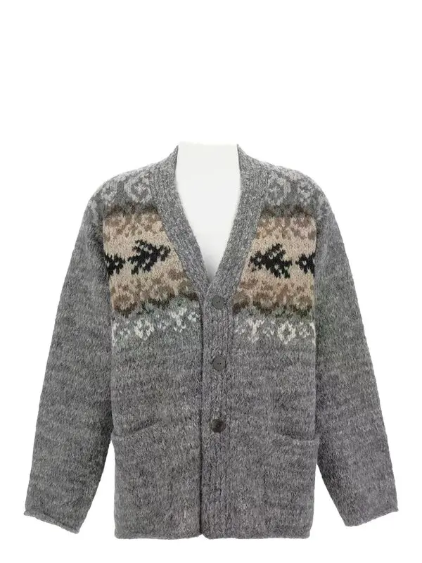 THIBAULT VAN DER STRAETE Long-sleeve Jacquard Cardigan - Grey