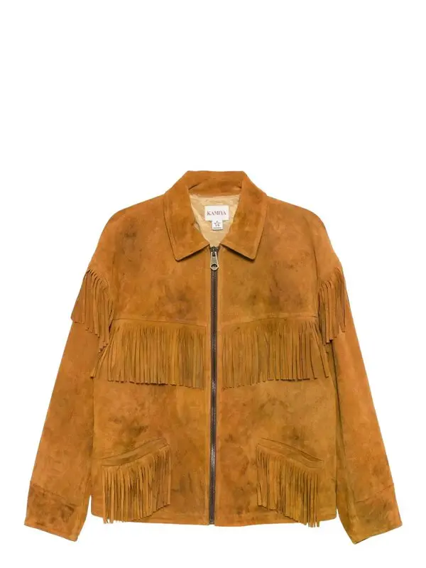 KAMIYA Fringed Leather Jacket - Brown