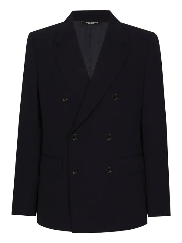 Dolce & Gabbana Wool Twill Double-breasted Jacket - Blue