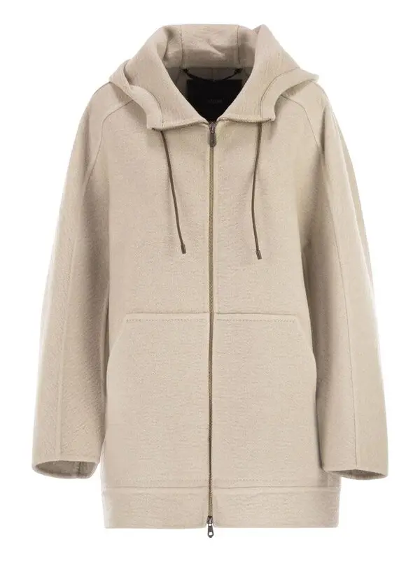 Max Mara Gradi Double-layered Cashmere Sweatshirt Coat - Beige