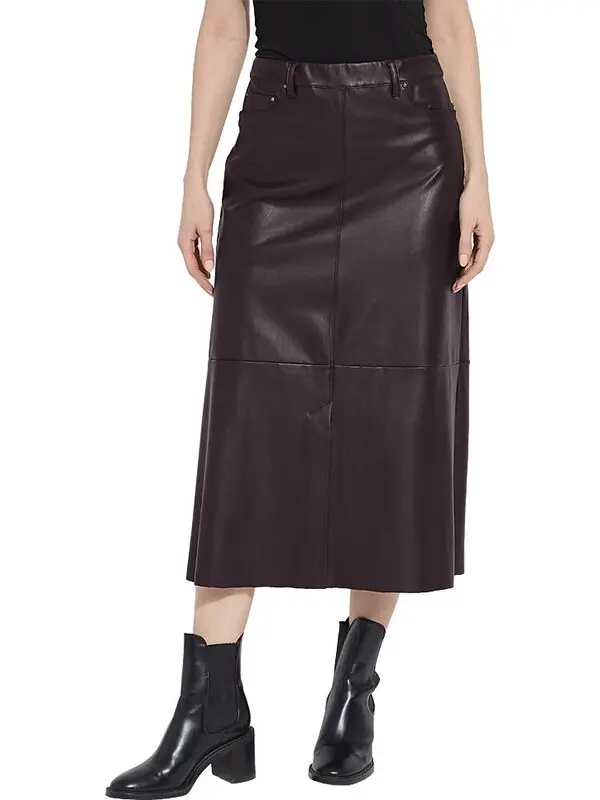 Lyssé Faux Leather Midi Skirt - Double Espresso