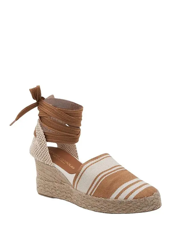 Andre Assous Payton Espadrille Wedge Pumps - Camel Multi