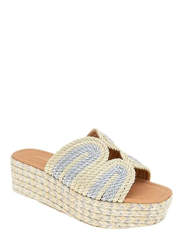 Andre Assous Serene Espadrille Slide Sandals - Platino/silver