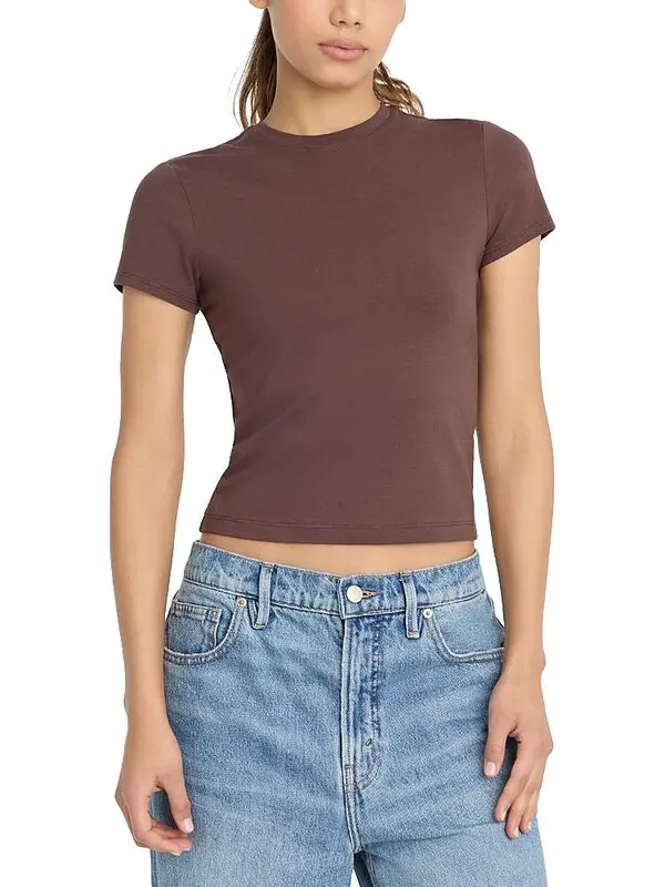 Good American Cropped Baby Tee - Bitter Cocoa