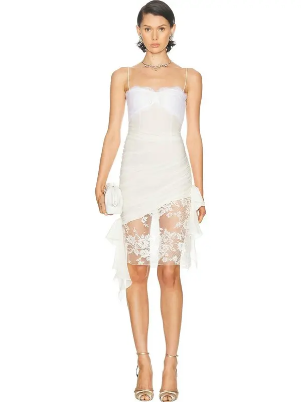 Alessandra Rich Lace Mini Dress - White