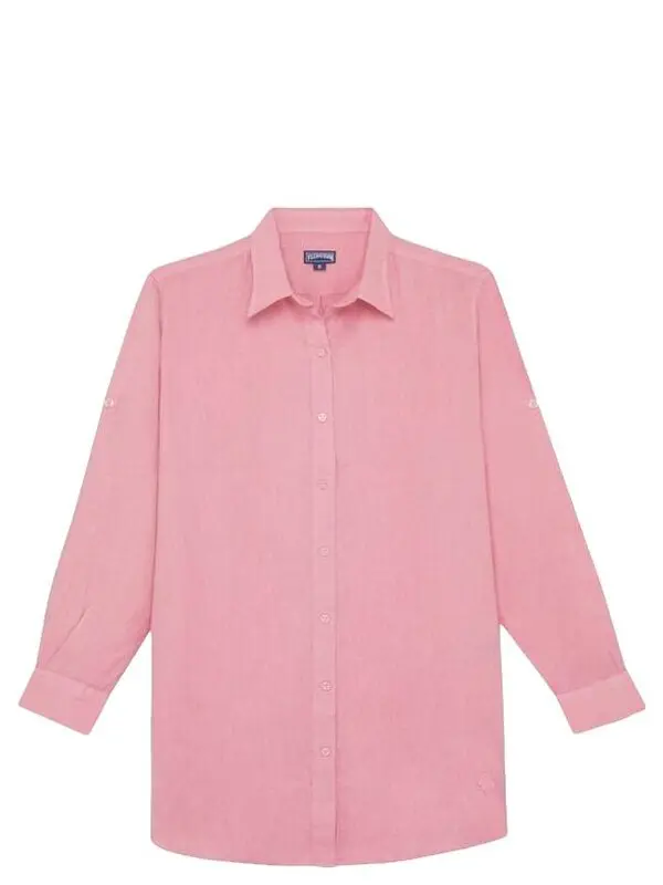 Vilebrequin Solid Linen Shirt Dress - Pink