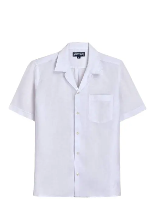Vilebrequin Bowling Linen Shirt Solid Shirt Charli - White