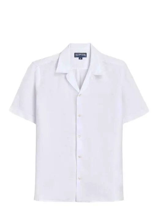 Vilebrequin Bowling Linen Shirt Solid Shirt Courbis - White