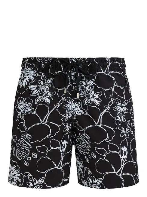 Vilebrequin Tropical Turtles Moorea Swim Shorts - Black