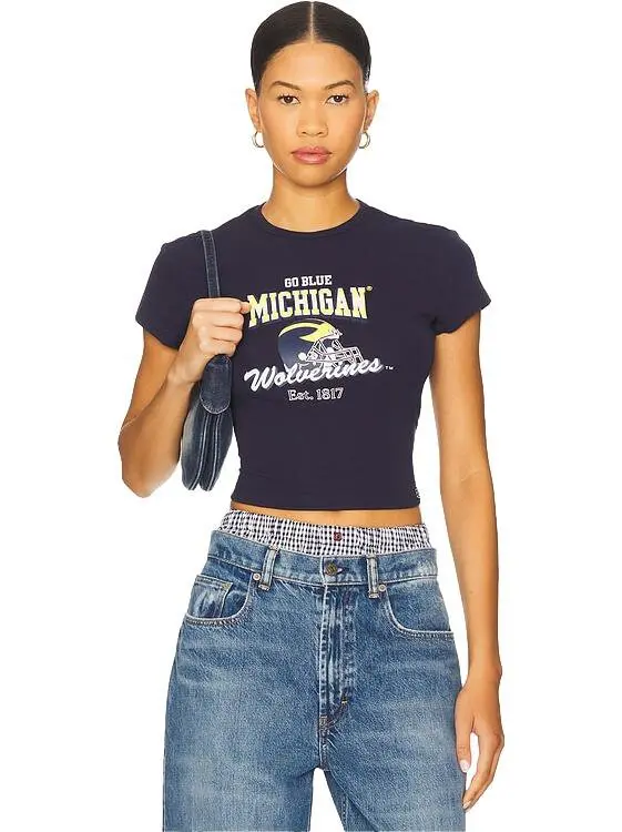 HYPE AND VICE University Of Michigan Baby Tee - Navy