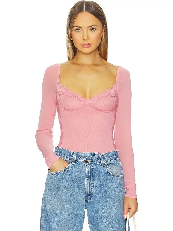Free People Suddenly Fine Bodysuit - Glowing Mauve