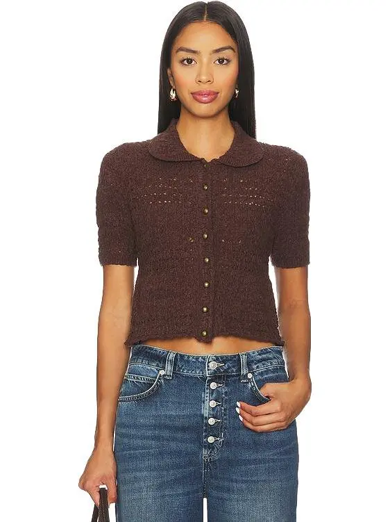 Free People Daylight Cropped Cardigan - French Chocolate