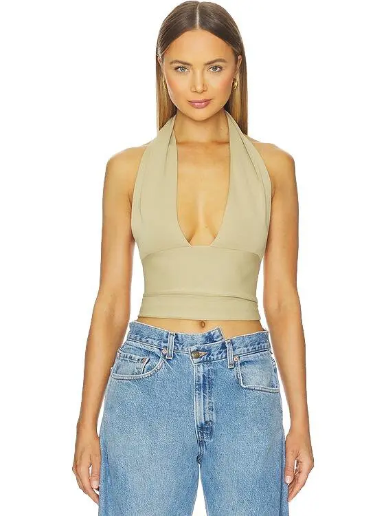 WeWoreWhat Knit Halter Top - Oat