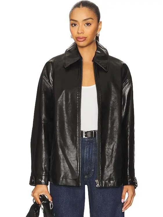 Free People We The Free Sloane Faux Leather Jacket - Black