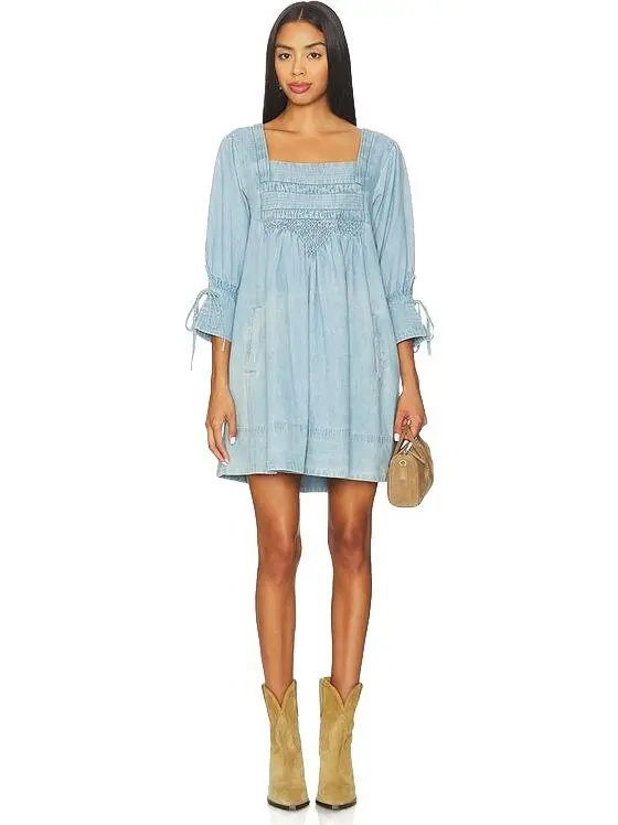 Free People Sonora Denim Mini Dress - Cornflower