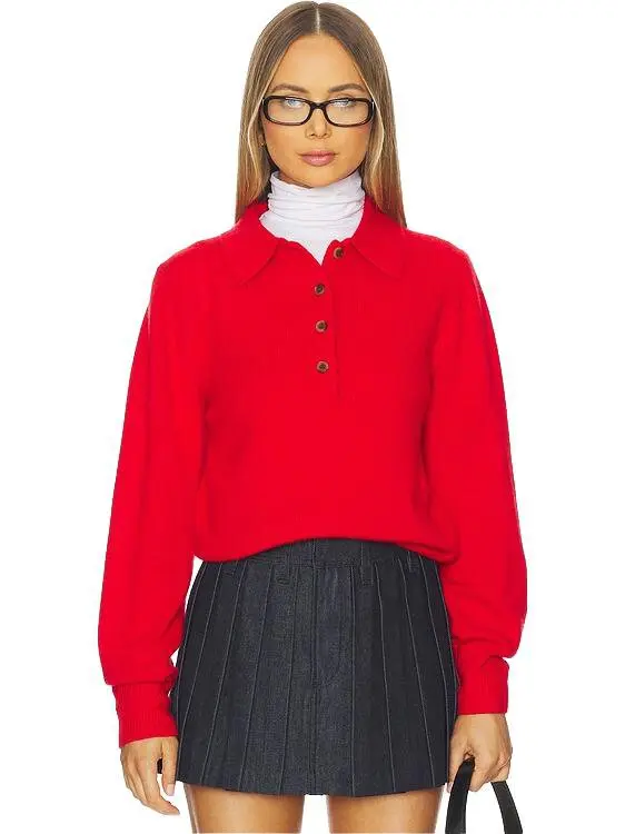 Sold Out NYC Cashmere Polo Top - Cherry