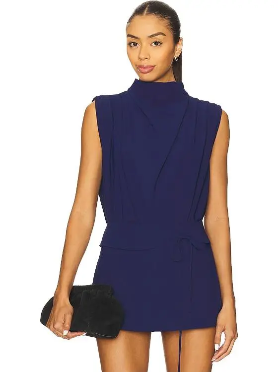 Amanda Uprichard Sleeveless Fabienne Top - Navy