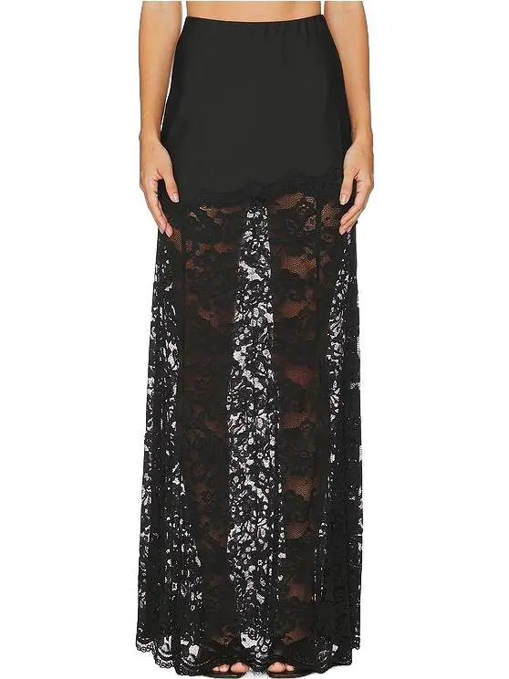 Generation Love Perrine Lace Combo Satin Skirt - Black