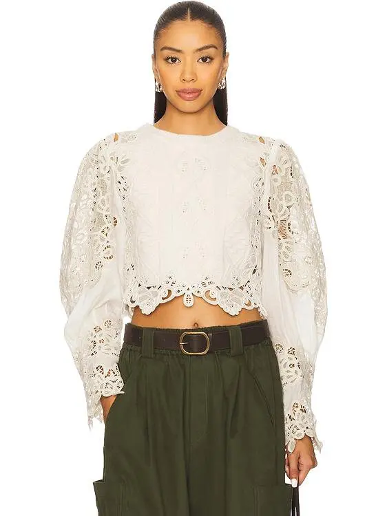 Sea Vania Lace Combo Sweater - Cream