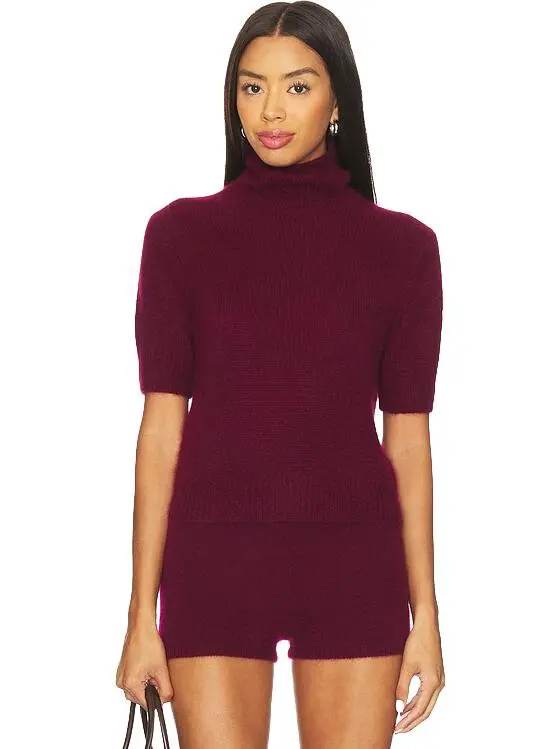 W. CASHMERE Tansy Short Sleeve Pullover - Burgundy