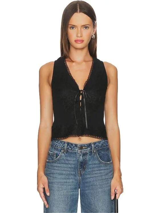 Free People Jaida Vest Top - Black