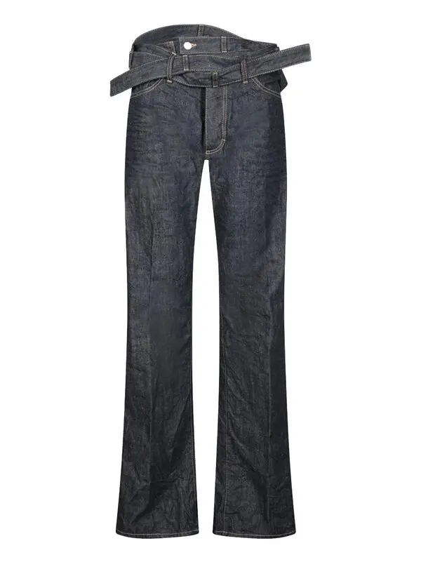 Dsquared2 Five-pocket Wide Leg Jeans With Integrated Belt - Blue