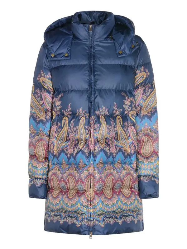 Etro Printed Down Jacket - Blue