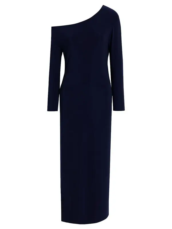 Norma Kamali Off-the-shoulder Stretch-jersey Midi Dress - Navy