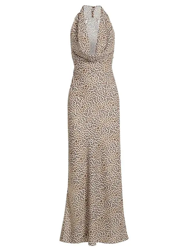 Norma Kamali Draped Leopard-print Gown - Animal Print