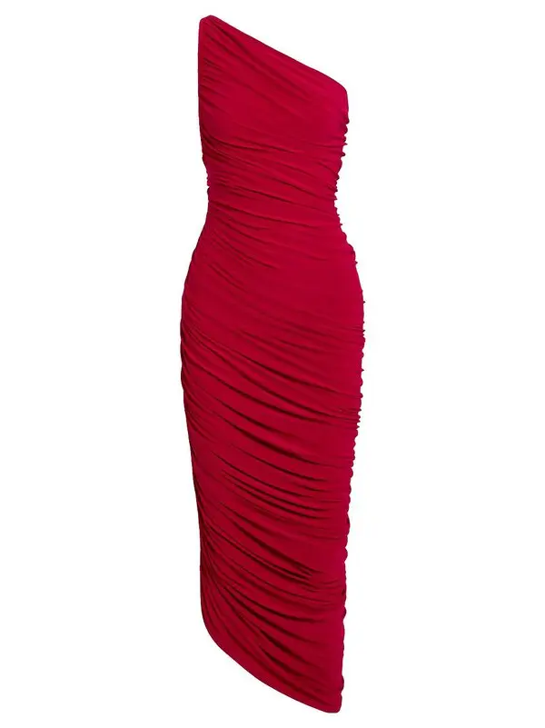 Norma Kamali Diana One-shoulder Ruched Gown - Red