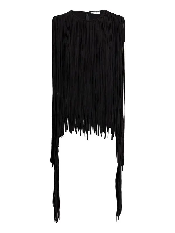 AREA Fringed Cotton-blend Jersey Top - Black