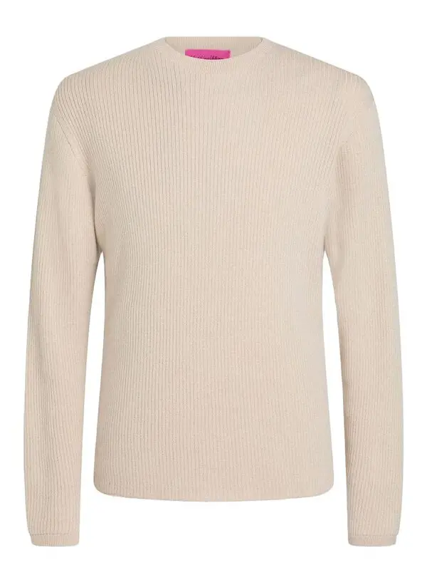 THE ELDER STATESMAN Heavy Delicash Ribbed Sweater - Beige