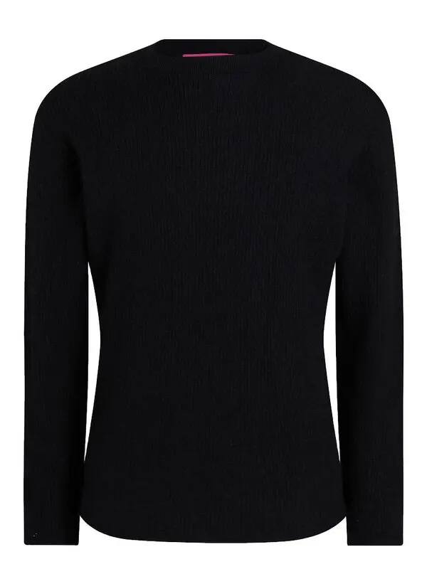 THE ELDER STATESMAN Heavy Delicash Ribbed Sweater - Black