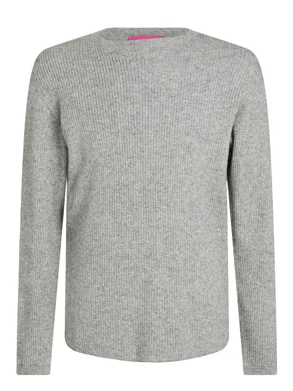 THE ELDER STATESMAN Heavy Delicash Ribbed Sweater - Gray