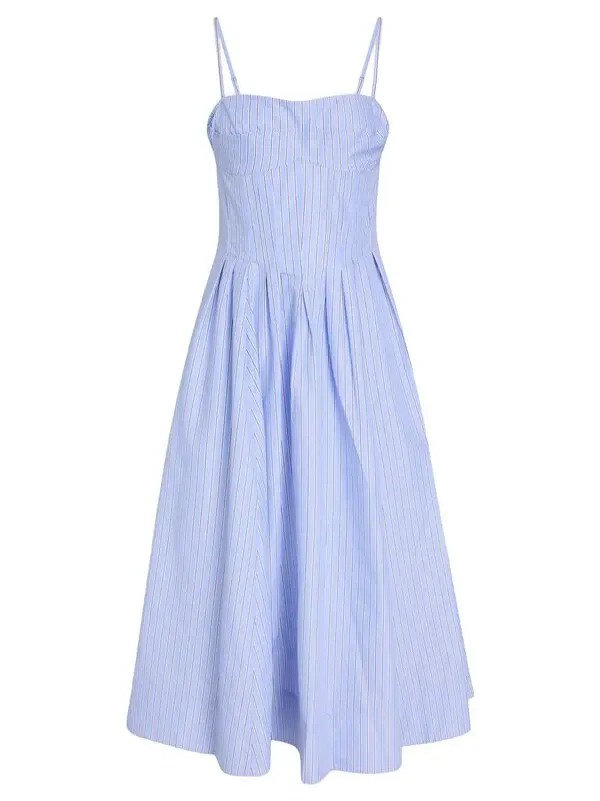 Simkhai Kittiya Pinstriped Cotton-blend Oxford Midi Dress - Light Blue