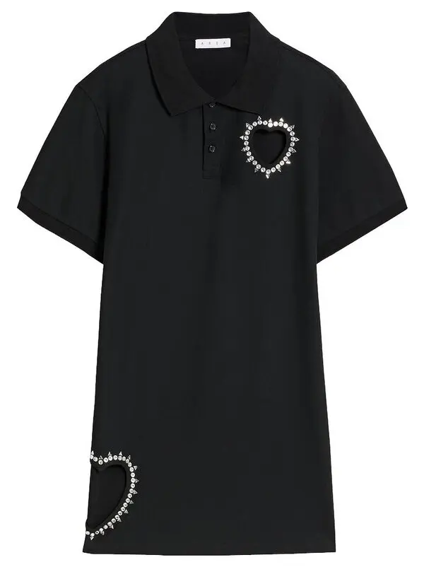 AREA Embellished Mini Shirt Dress - Black