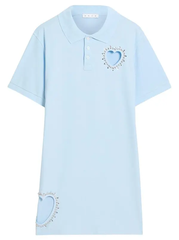 AREA Embellished Mini Shirt Dress - Sky Blue