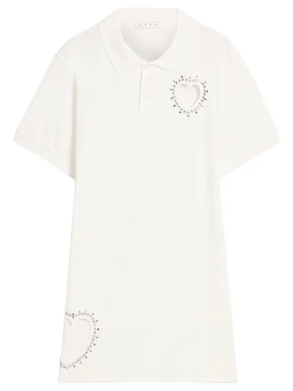 AREA Embellished Mini Shirt Dress - White