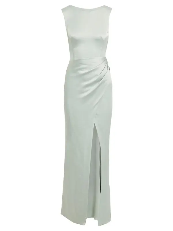 Simkhai Tommy Open-back Draped Satin Gown - Mint
