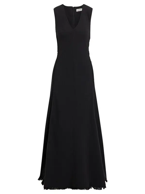 Simkhai Lowri Frayed Piqué Maxi Dress - Black