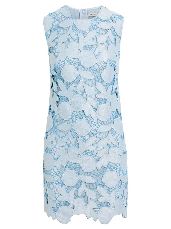 Simkhai Mickie Guipure Lace Mini Dress - Light Blue