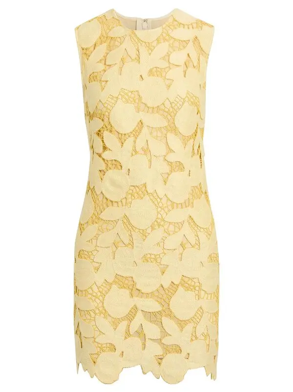 Simkhai Mickie Guipure Lace Mini Dress - Pastel Yellow