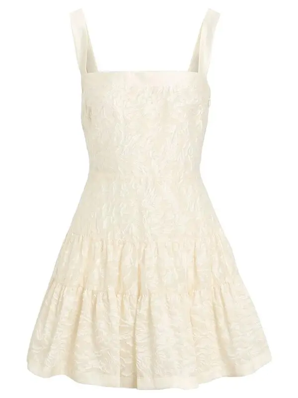 Simkhai Laila Tiered Jacquard Mini Dress - Ivory