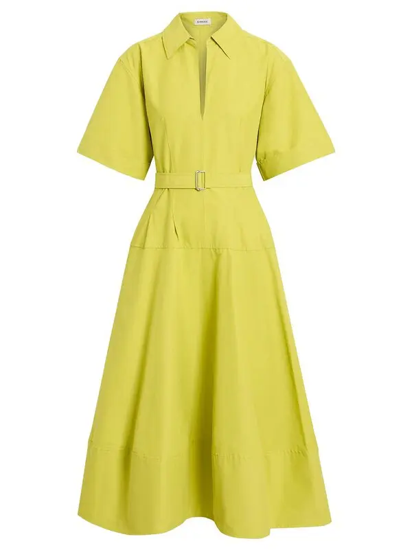 Simkhai Deanna Cotton-blend Taffeta Midi Shirt Dress - Chartreuse