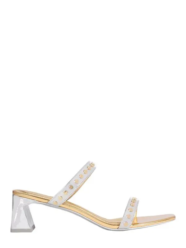 Simkhai Studded Mirrored-leather Mules - Silver
